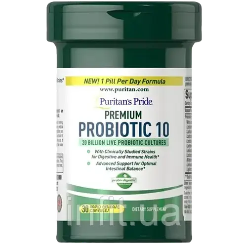 Пробиотики для пищеварения Puritan's Pride - Premium Probiotic 10, 30 ...