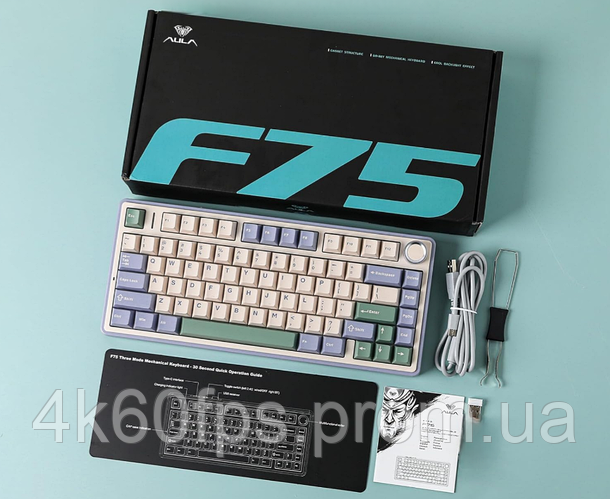 ИГРОВАЯ МЕХАНИЧЕСКАЯ КЛАВИАТУРА AULA F75 2.4G Беспроводная Bluetooth Ведущая RGB PBT 75% ...