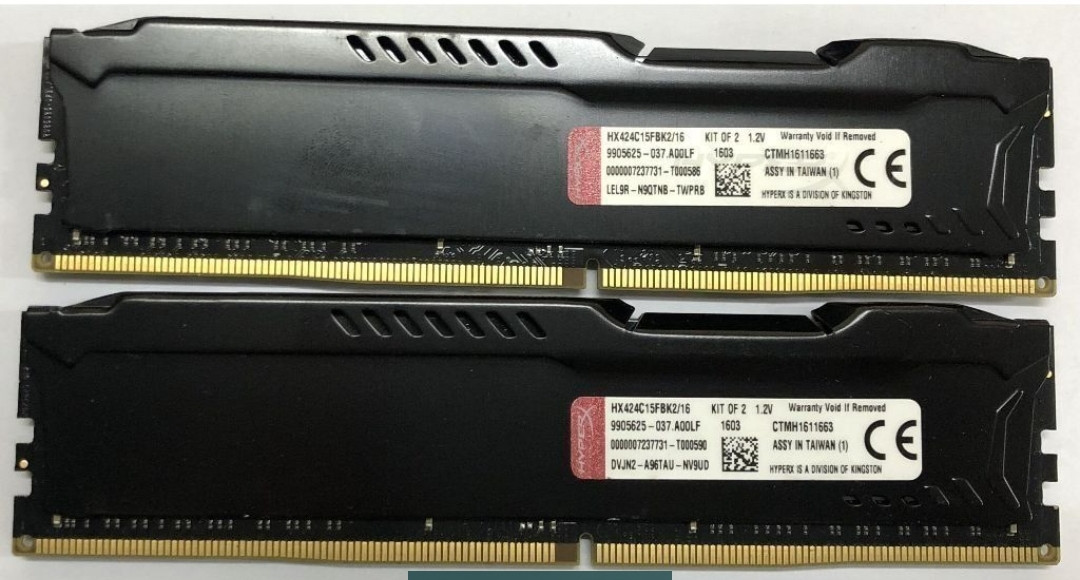 Оперативная Память: Kingston HyperX Fury 16Gb.Kit 2x8 Gb. DDR4 - 2400Mhz.