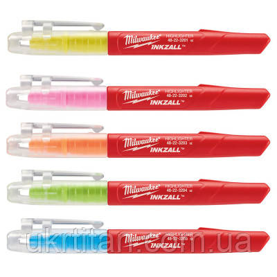 Оригінал! Набір маркерів Milwaukee текстмаркерів InkZAll кольорові, 5шт ...