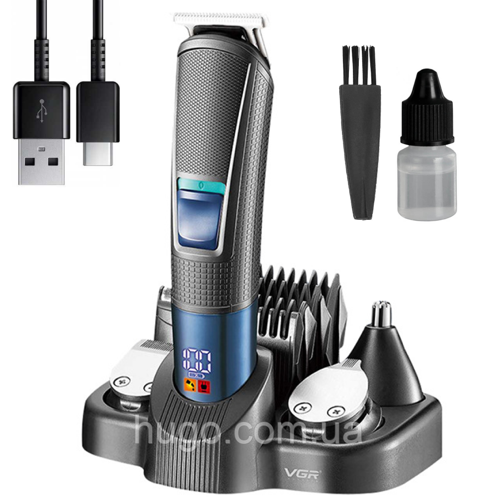 Тример для стрижки волосся + 10 насадок, VGR V-108 / Набір машинка для стрижки чоловіча ...