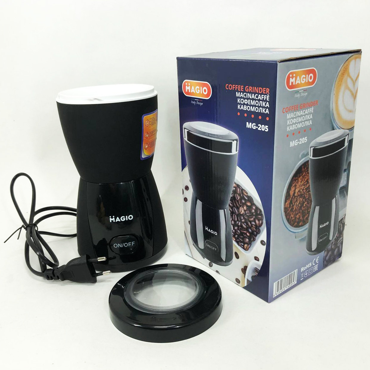Побутовий подрібнювач кавових зерен MAGIO MG-205 200 Вт, Млин для кавових зерен, FI-170 ...