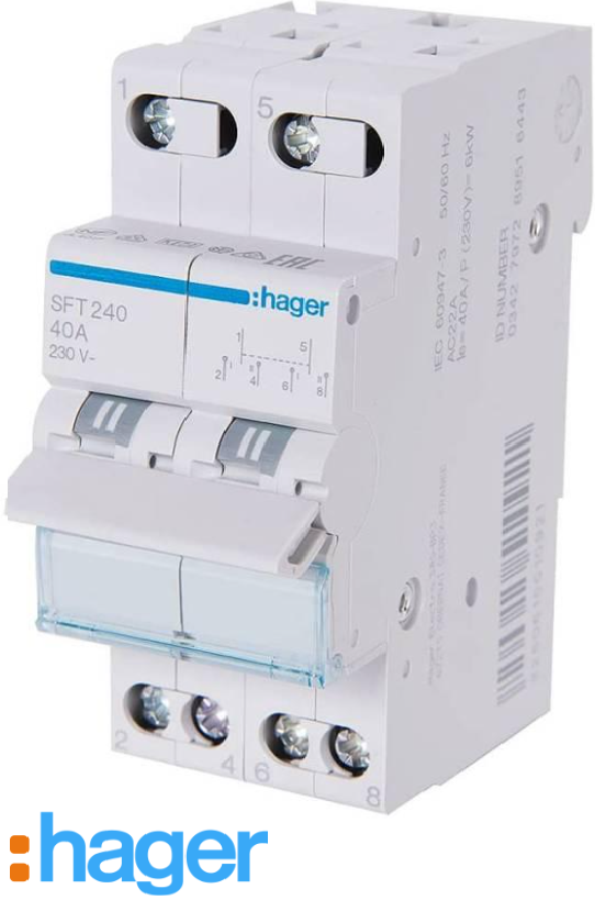 SFT240 Модульный установочный переключатель I-O-II, общая точка сверху ...