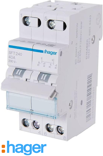 SFT240 Модульный установочный переключатель I-O-II, общая точка сверху ...