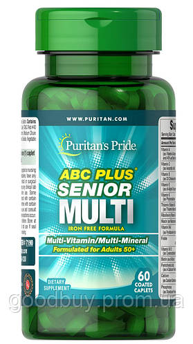 Витаминно-минеральный комплекс Puritan's Pride ABC Plus Senior Multivitamin 60 Caplets GB, код ...