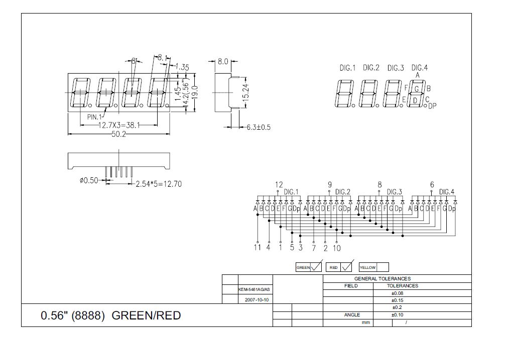 Семисегментний індикатор SH5461AS, червоний. (ID#435779353), цена: 28 ...