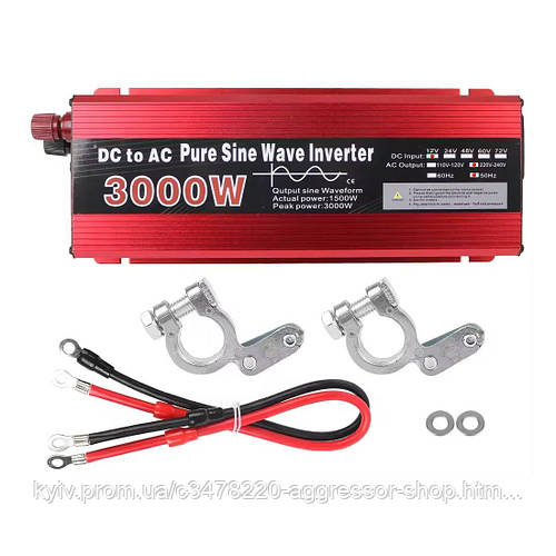 Інвертор 12-220 3000 Вт 12-220 Чиста синусоїда перетворювач для котла та чуттєвих приладів (ID ...