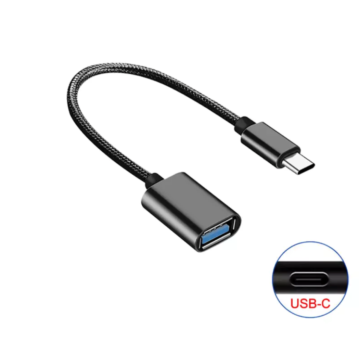 OTG переходник плетенный Type C to USB-AF Black (ID#2305897044), цена ...