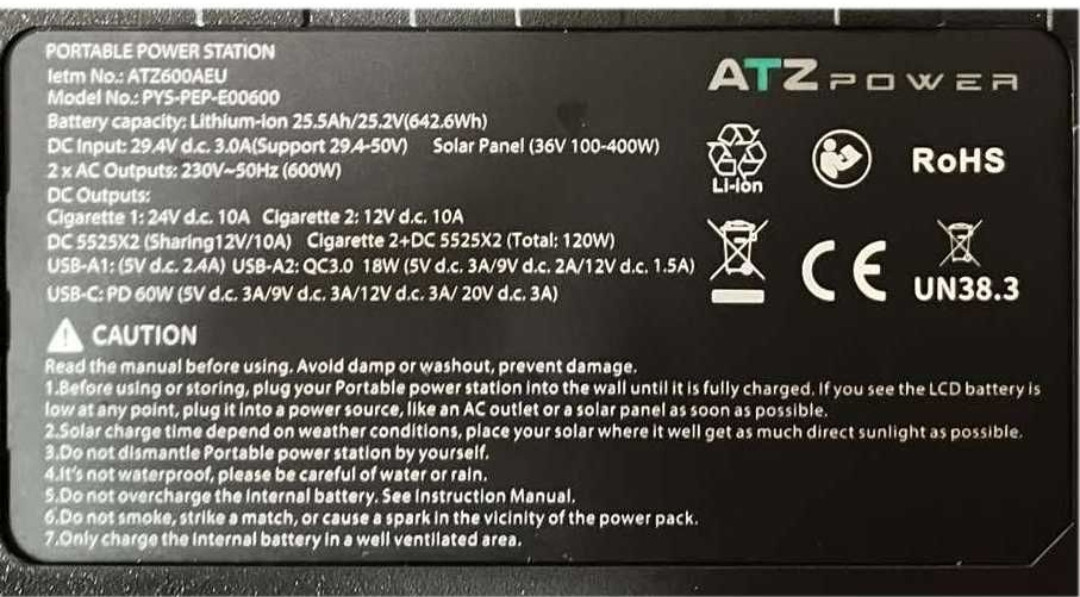 Зарядна Станція: ATZ Power 600W. 642 6Wh. Lithium -ion. (ID#2306957813 ...