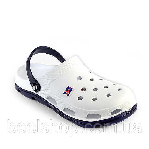 Мужские Кроксы Crocs сабо шлепанцы закрытые, белые + ДЖИБИТС Amorales ...