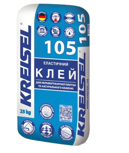 Еластичний клей для керамогранітної плитки та натурального каменю Kreisel 105, 25 кг (ID ...
