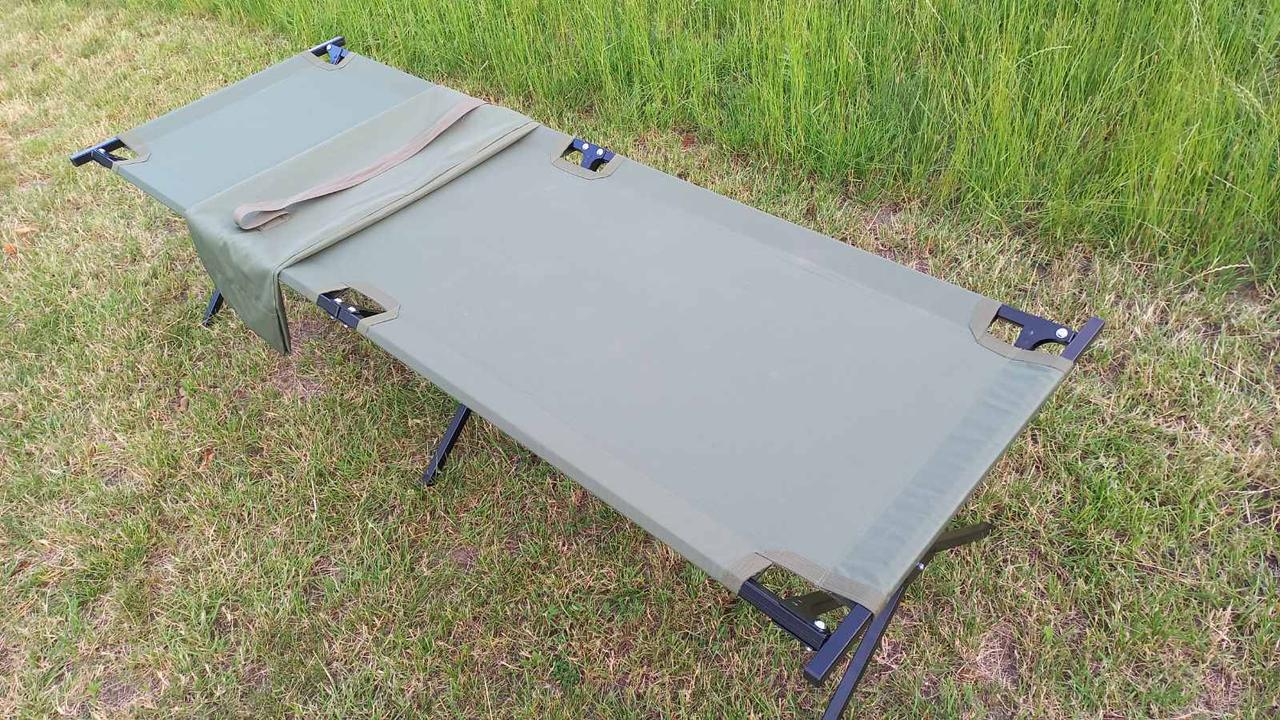 Туристична розкладачка 196*65*47.Армійське похідне ліжко (ХАКІ) СТАЛЬ ...