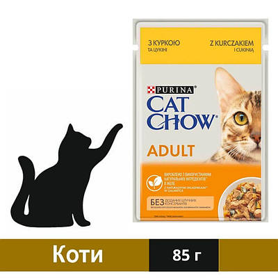 Кет Чау /Cat Chow Adult/ДЛЯ КОТІВ/ПОВНОРАЦІОННИЙ ДЛЯ ДОРОСЛИХ/ВОЛОГИЙ ...