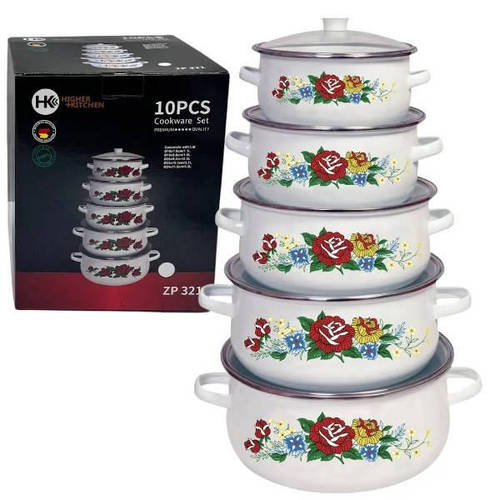 Набор эмалированных кастрюль 10 предметов с крышками Zepline ZP-321 ...