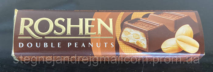 Батончик Рошен Double peanuts з арахісом і арахісом.крем 39 гр (коричневий.) (ID#2293821426 ...