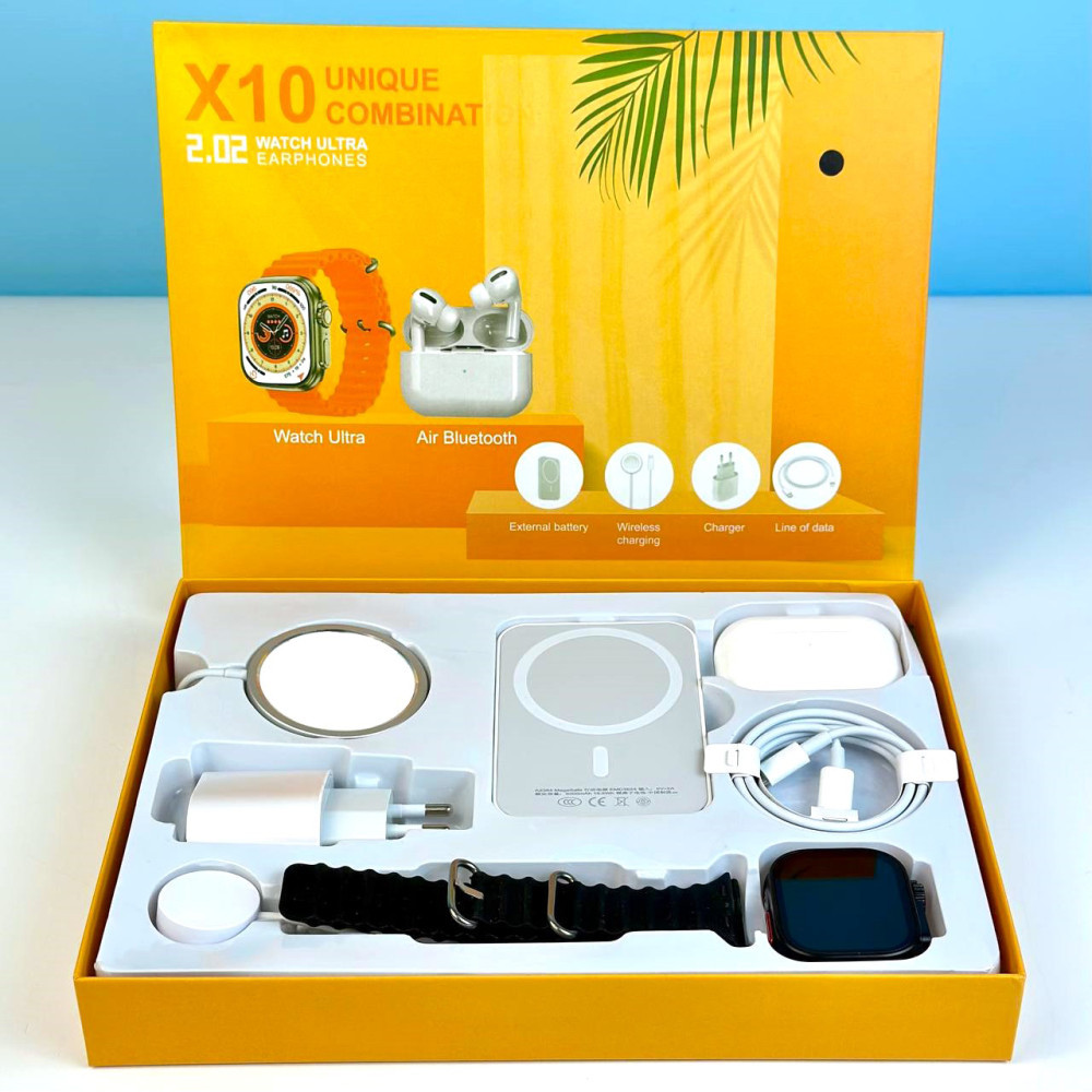 Смарт-годинник Smart Watch X10 Ultra Megabox набір "5 in 1" навушники ...