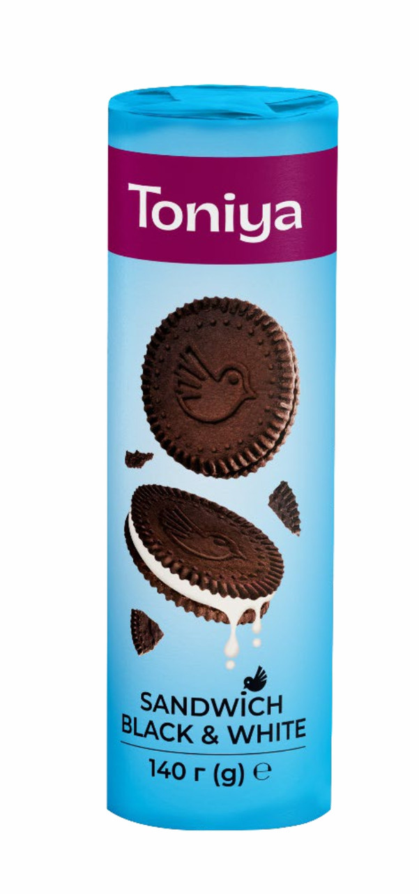 Печиво цукрове з ванільною начинкою Sandwich black&white чорно-біле 140 ...