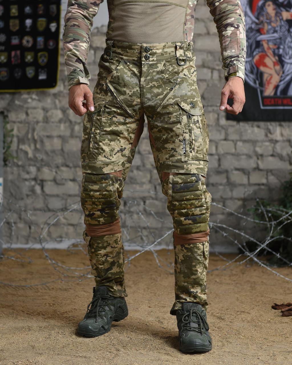 Військові штани піксель із наколінниками, тактичні штани рипстоп ...