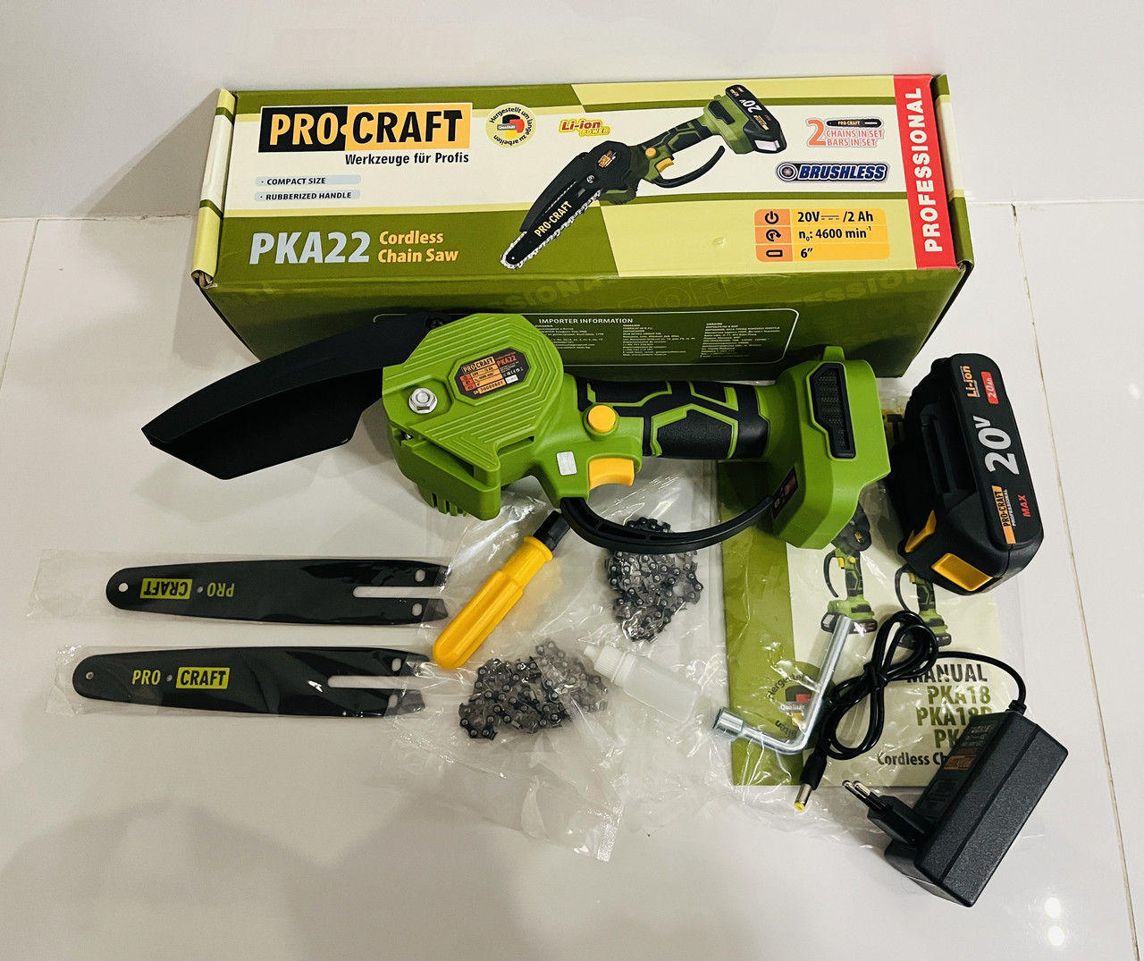 Акумуляторна безщіткова міні пила ProCraft PKA22,2шини,2цепки (ID#2318183388), ціна: 1450 ...