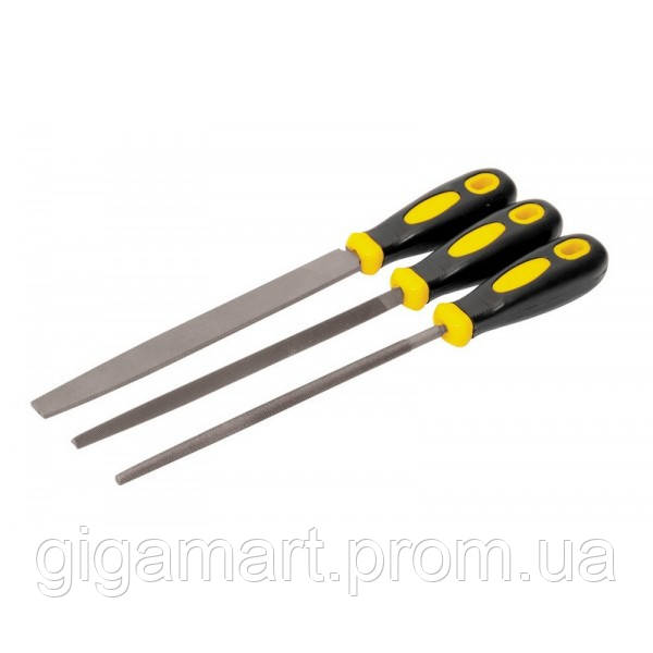 Напильники по металлу MASTERTOOL 3 шт 200 мм плоский круглый ...