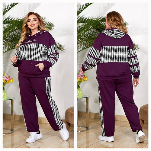 Спортивный женский прогулочный костюм больших размеров креп дайвенг ...
