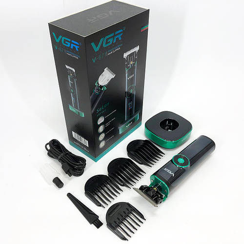 Универсальная машинка триммер для стрижки волос VGR V-671 аккумуляторный с набором насадок и TN ...