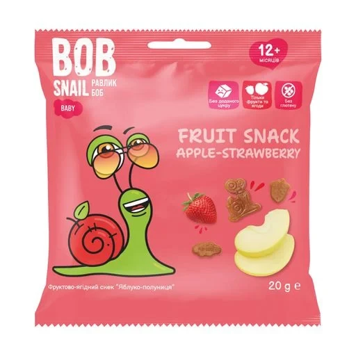 Натуральні снеки для дітей Bob Snail яблуко - полуниця 40 г (ID ...