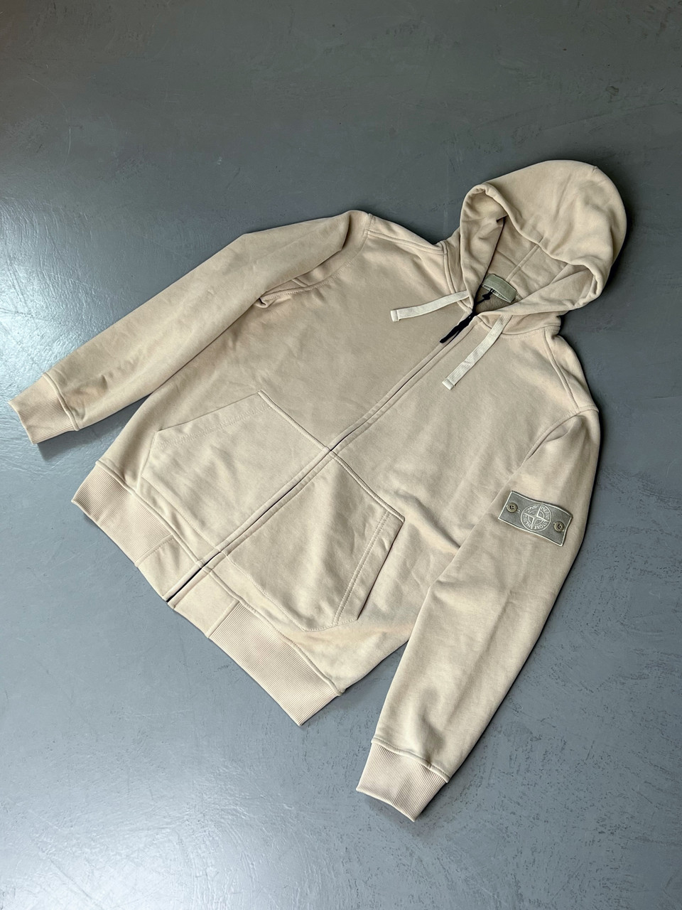 Зип Худи Stone Island с капюшоном, Бежевая Кофта Стон Айленд, Зипка ...