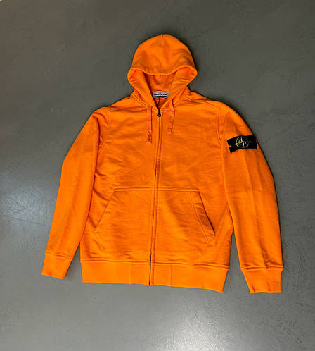 Зип Худи Stone Island с капюшоном, Оранжевая Кофта Стон Айленд, Зипка ...