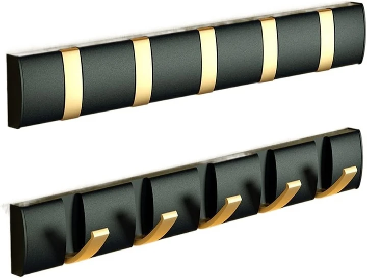 Креативна настінна вішалка з відкидними 5 гачками BEKORE (золотистий ...