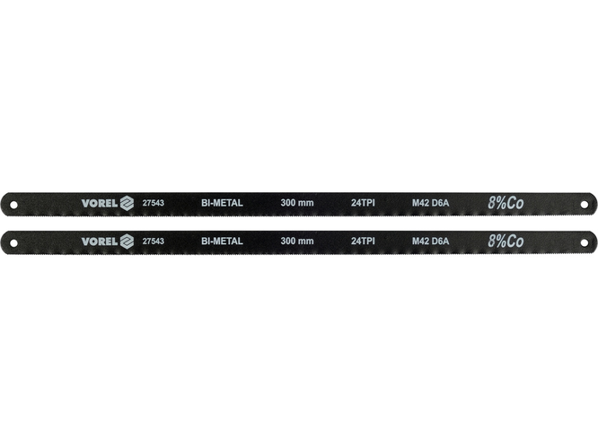 Полотно різальне по металу BI-мет VOREL M42+D6A+Co8%, 300х12,6х0,65 мм, 24 зуби/1", паков. 2 шт ...