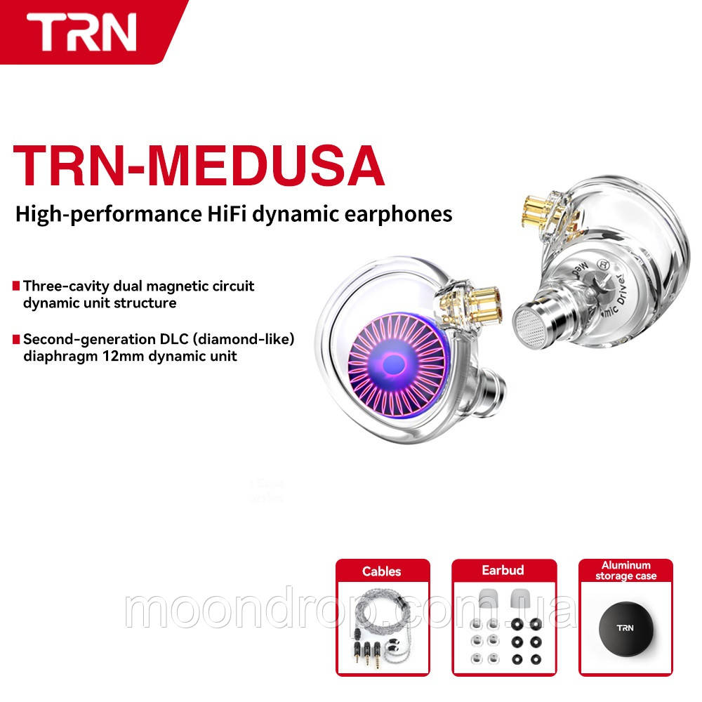 TRN Medusa (with mic.) - персональні IEM's, 2nd Generation DLC 12 mm ...