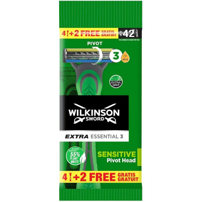 Бритва Wilkinson Sword Extra Essential 3 Sensitive 4+2 Шт ...