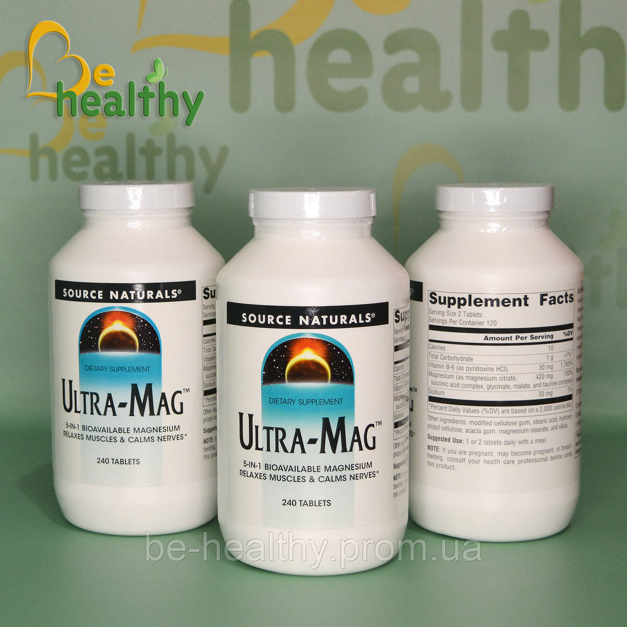 Ультрамаг, Магній цитрат + Б6, Source Naturals, Ultra-Mag, комплекс із ...