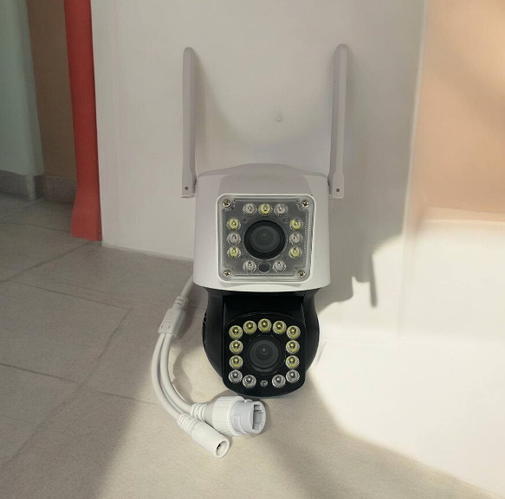 Уличная поворотная Wi-Fi камера видеонаблюдения с двумя камерами на 360 ...