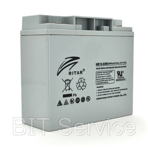 Акумуляторна батарея AGM RITAR HR12-60W, Gray Case, 12V 17.0Ah ( 181 х ...