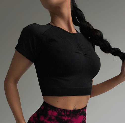 Женская бесшовная футболка для занятий спортом или повседневной носки ...