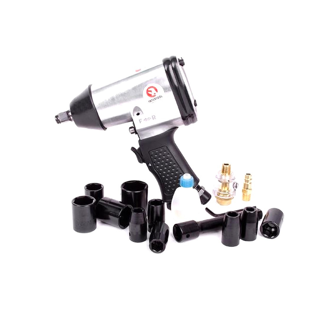 Пневмогайковерт для шиномонтажа + набор головок 17ед. 1/2 INTERTOOL, Пневмогайковерт ударный ...