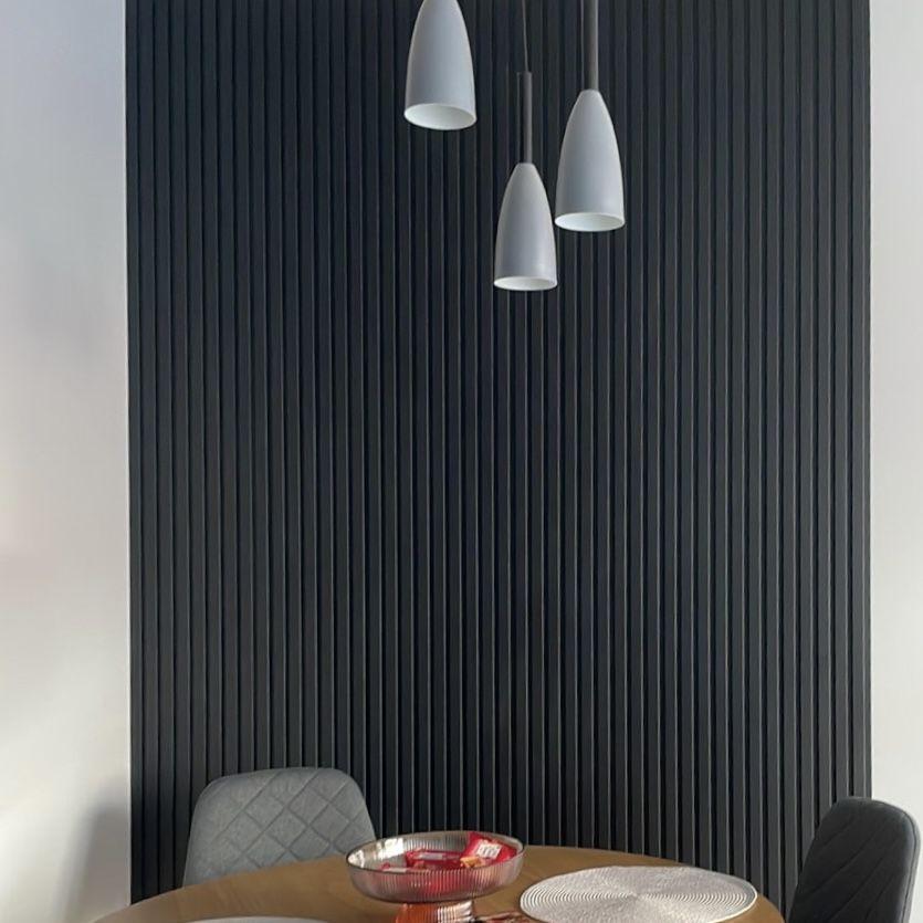 Декоративна панель на стіну рейкова з МДФ, 11зх280 см, Чорний (ID ...