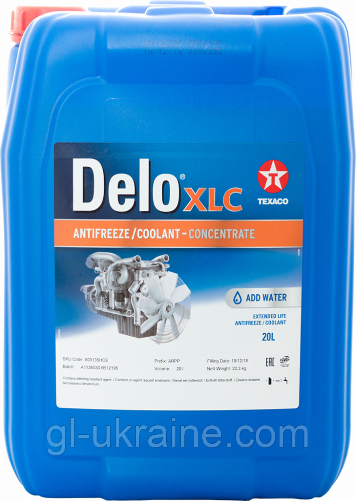 Антифриз-концентрат Texaco Delo XLC AF/C Concentrate, 20л (803135HOE ...