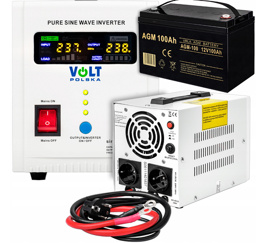 Аварийный комплект Volt Polska SINUS PRO 800 E 12/230V 500/800W + Аккумулятор VOLT AGM VRLA ...