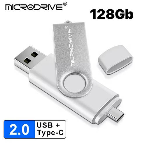 Флешка 128Gb Microdrive 3в1 Micro USB Type-C / USB для телефону та комп ...