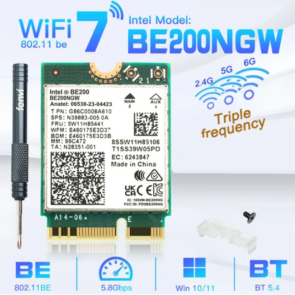 Адаптер WiFi Intel BE200 2.4/5/6GHz Wi-Fi 7 BT5.4 модуль для ноутбуков (ID#8641167688508054078 ...