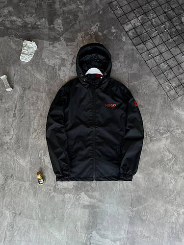 Ветровка мужская водонепроницаемая Hugo Boss Молодежная черная куртка ...