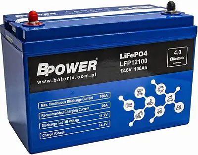 Bpower Akumulator LIFEPO4 12V,8 100Ah maty grzewcze +bluetooth ...