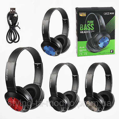 Навушники bluetooth, карта пам яті, режим радіо, слот для AUX-кабелю, акум. 200 mAh, в коробці ...