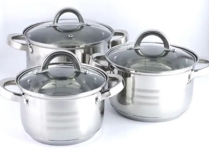 Набор кастрюль 6 предметов из нержавеющей стали Benson BN-199, мерная ...