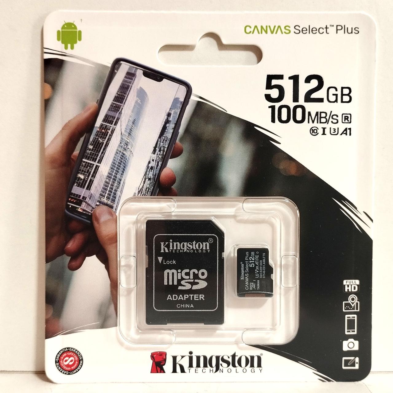 Kingston 512GB microSDXC UHS-I U1 V10 A1 Canvas Select Plus. Оригінал! Нова! (ID#2340640112 ...