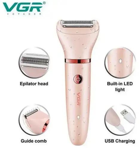 Епілятор жіночий із тримером VGR V-735 3в1 для видалення волосся на тілі акумуляторний 500 мА ...