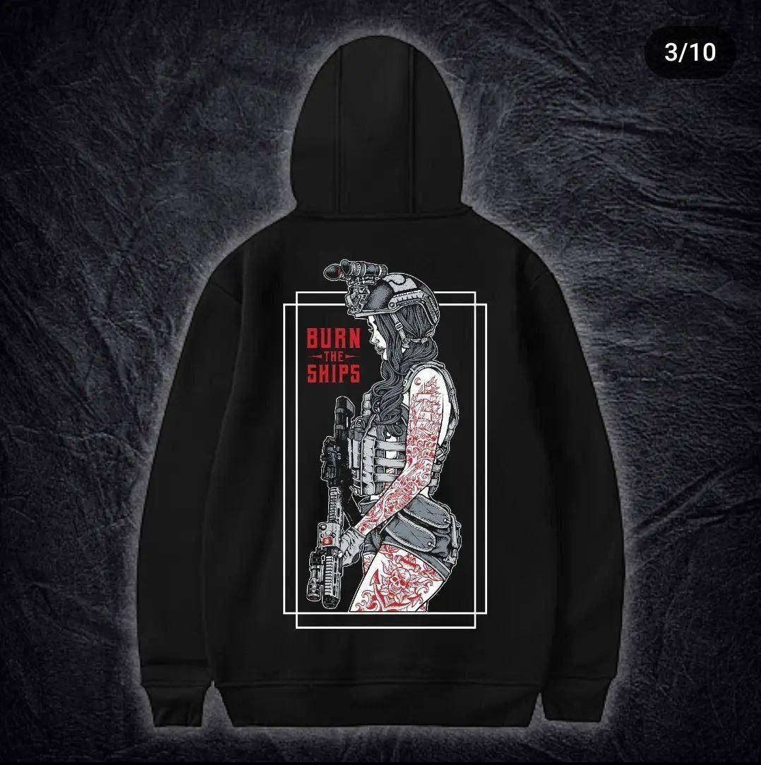 Чоловіче тепле худі з принтом СПАЛИТИ КОРАБЛІ САНСЕТ ДІВЧИНА / BURN THE ...